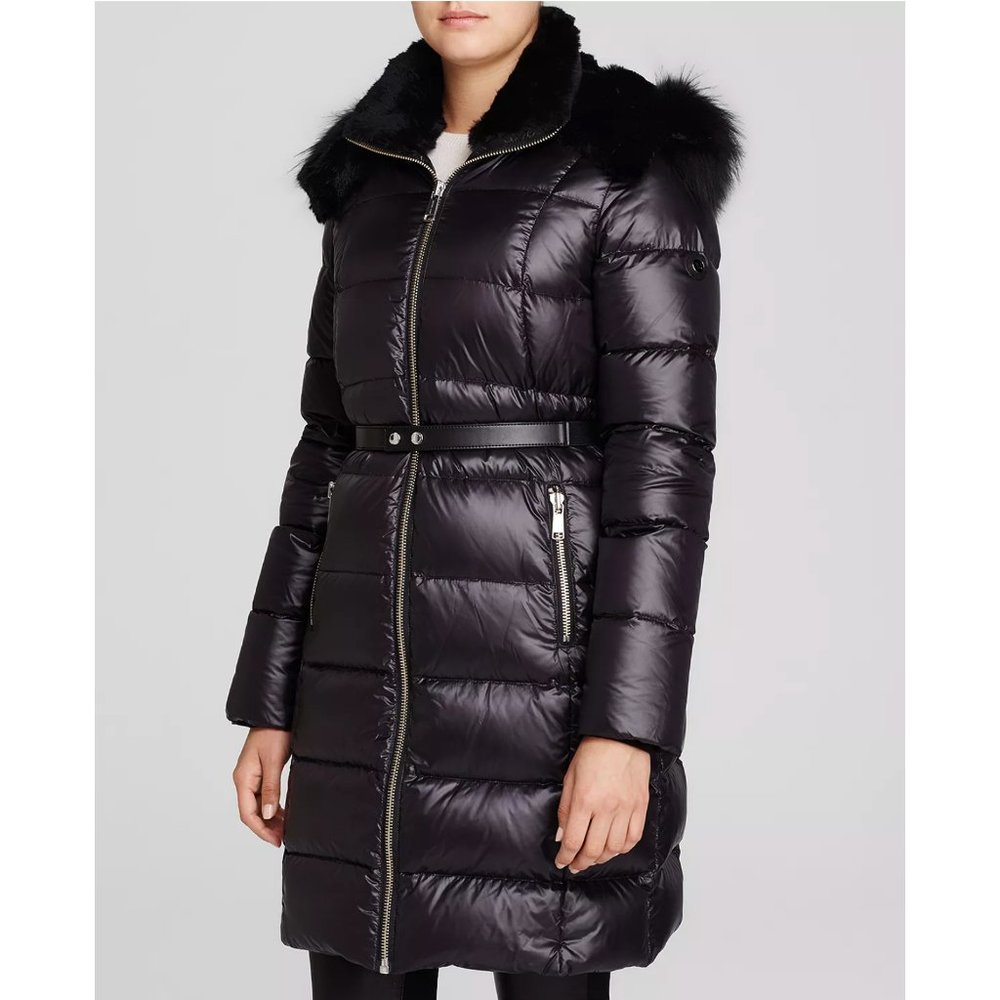 Andrew Marc Long Winter Coat Puffer With Fur Hood - Gem